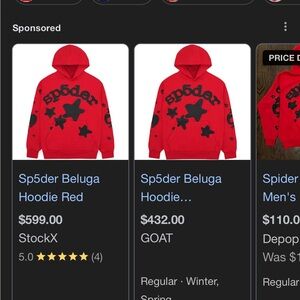 Sweaters | Sp5der Beluga Hoodie Red | Poshmark